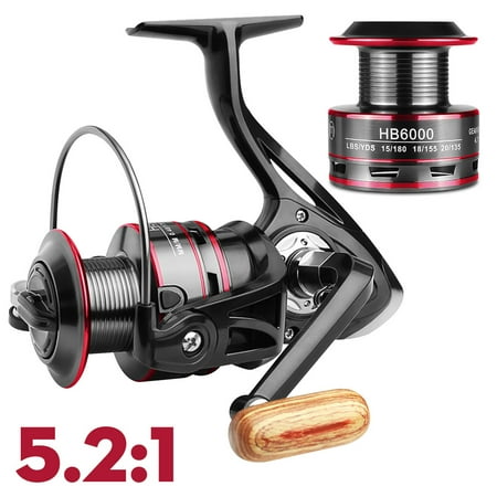HB500-7000 Spinning Fishing Reel 12BB Metal Spool Gear Ratio 5.2:1 Left ...