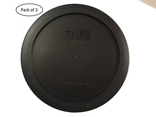 Pyrex 7201-PC 4 Cup Round Storage Cover for Glass Bowls (3, Black ...