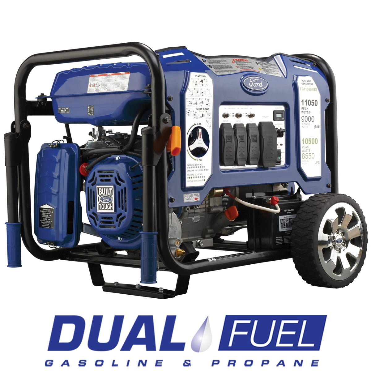 Ford 11,050 Peak Watt M-Frame Dual Fuel Portable Generator with Switch ...