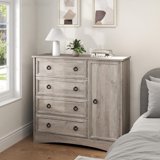 HUJAUU 4 Drawer Dresser for Bedroom with Door, Wood Chest of Drawers ...