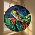 Tree Frog Moonlit Scene Window Suncatcher with Stained Glass Look ...