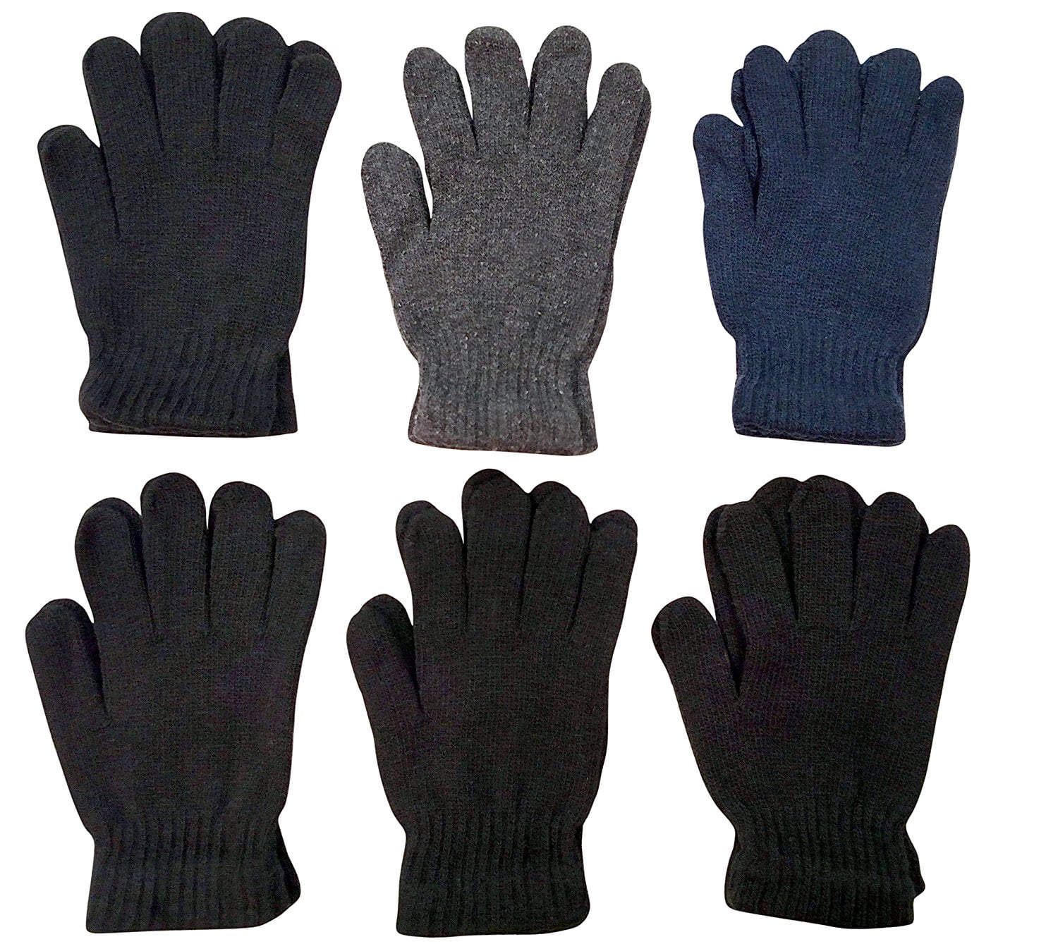 6 Pairs Of Solid Color Polyester / Acrylic Gloves - Walmart.com