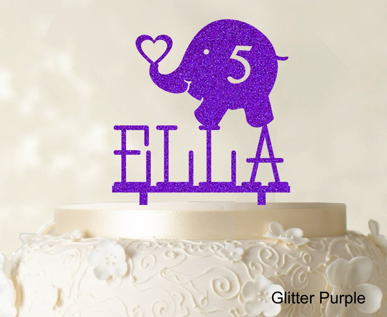 "Custom Birthday Cake Topper Personalized Glitter Purple Cake Topper ...