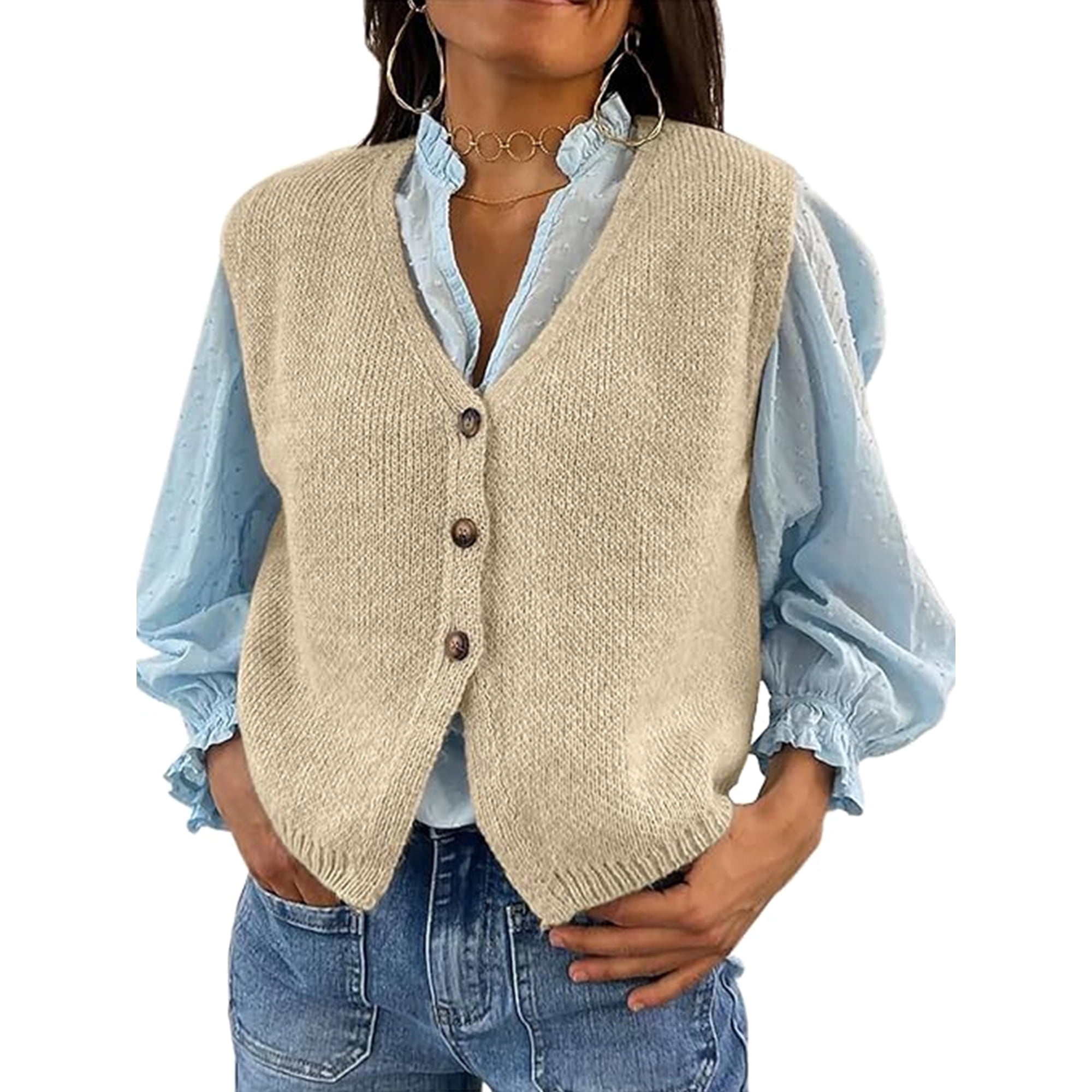 Click here for Gupgi Knit Tank Tops For Women Button Front V-Neck... prices