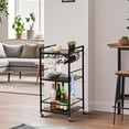 3-Tier Rolling Bar Cart, Rustic Wood Kitchen Serving Cart with Wine ...