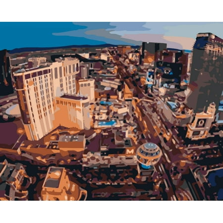 DIY Oil Painting Skyscraper Tower block Building Water Sky Urban design ...