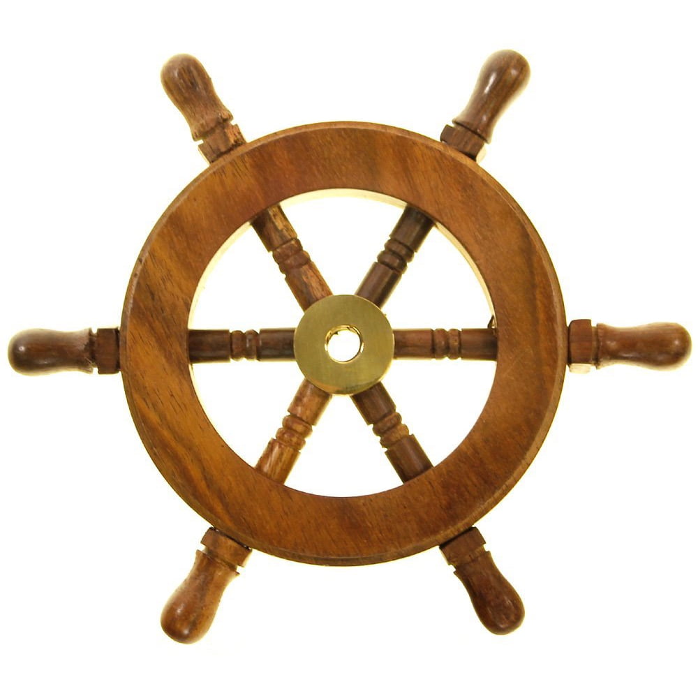 Decorative Wooden Ship Wheel - Wood and Brass - Walmart.com