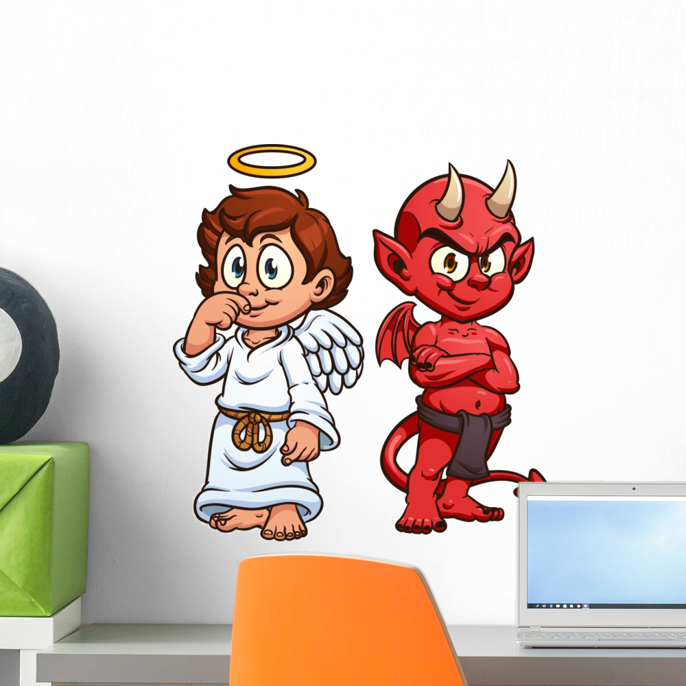 Cartoon Angel and Devil Wall Decal Wallmonkeys Peel and Stick Graphics ...
