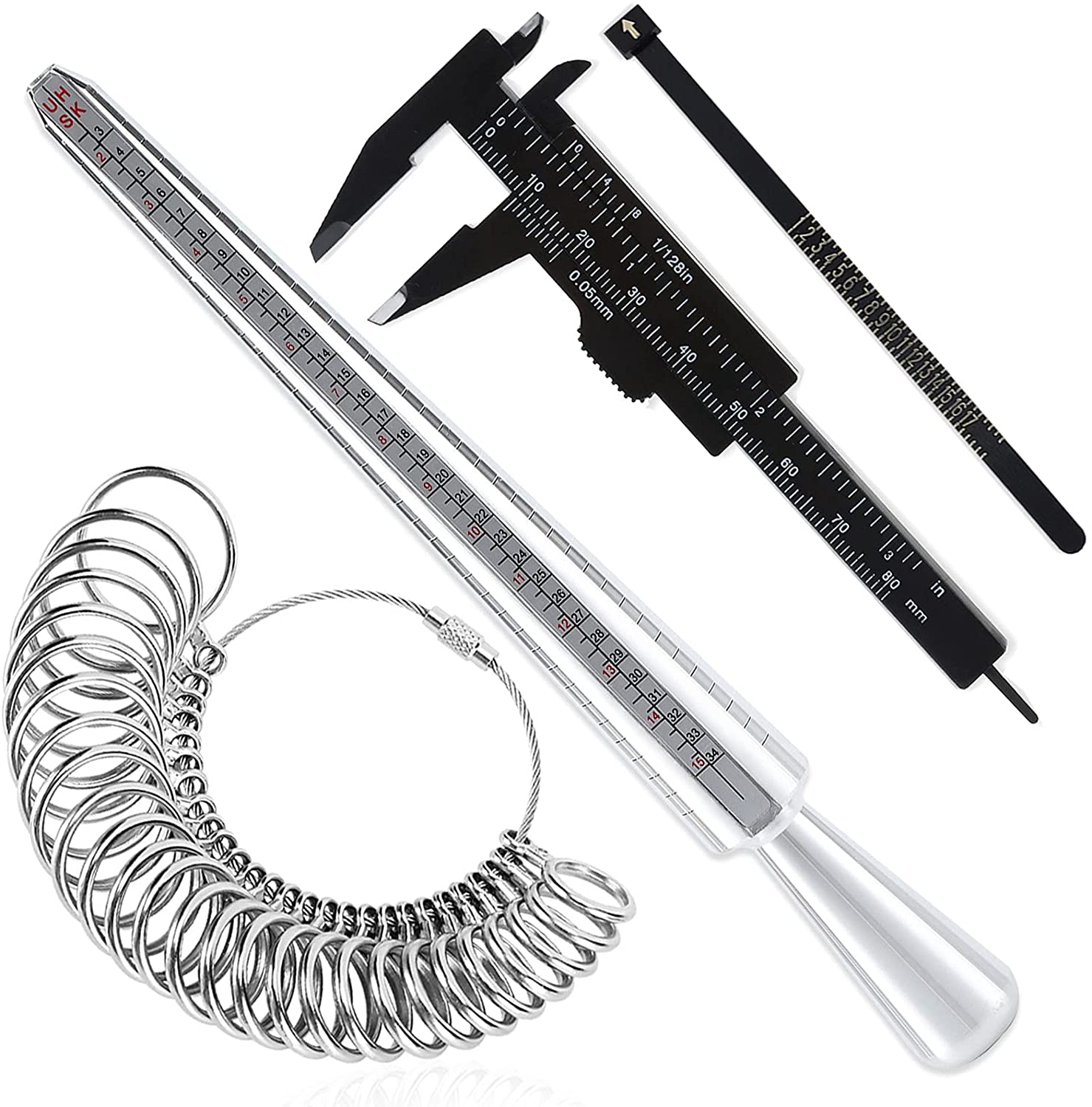 HTAIGUO Ring Sizer Measuring Tool, Ring Sizing Tool with Metal Ring ...