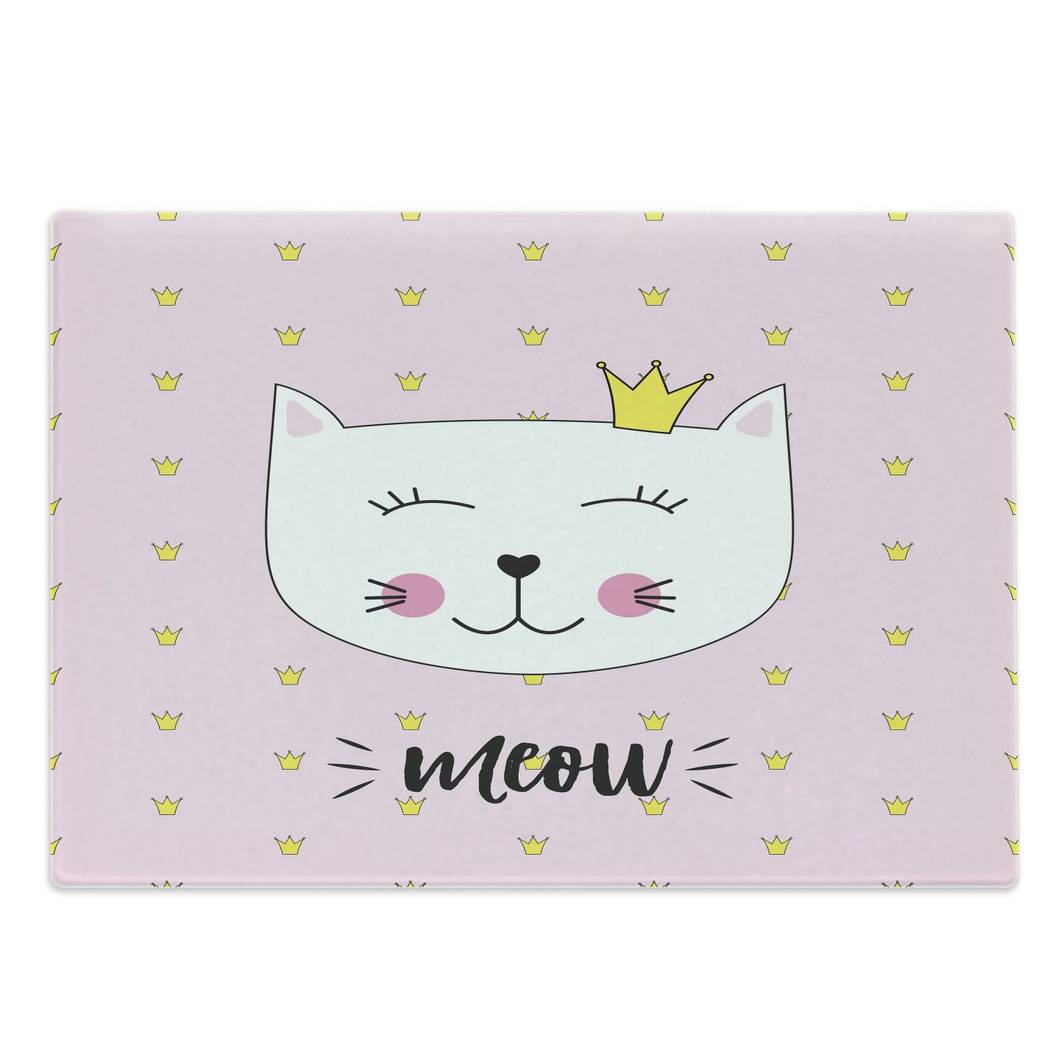Cat Cutting Board, Illustration of Meow Cursive Calligraphy with a ...