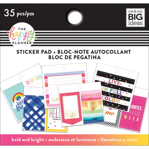 "Happy Planner Tiny Sticker Pad-Bold And Bright, 35/Pkg" - Walmart.com ...