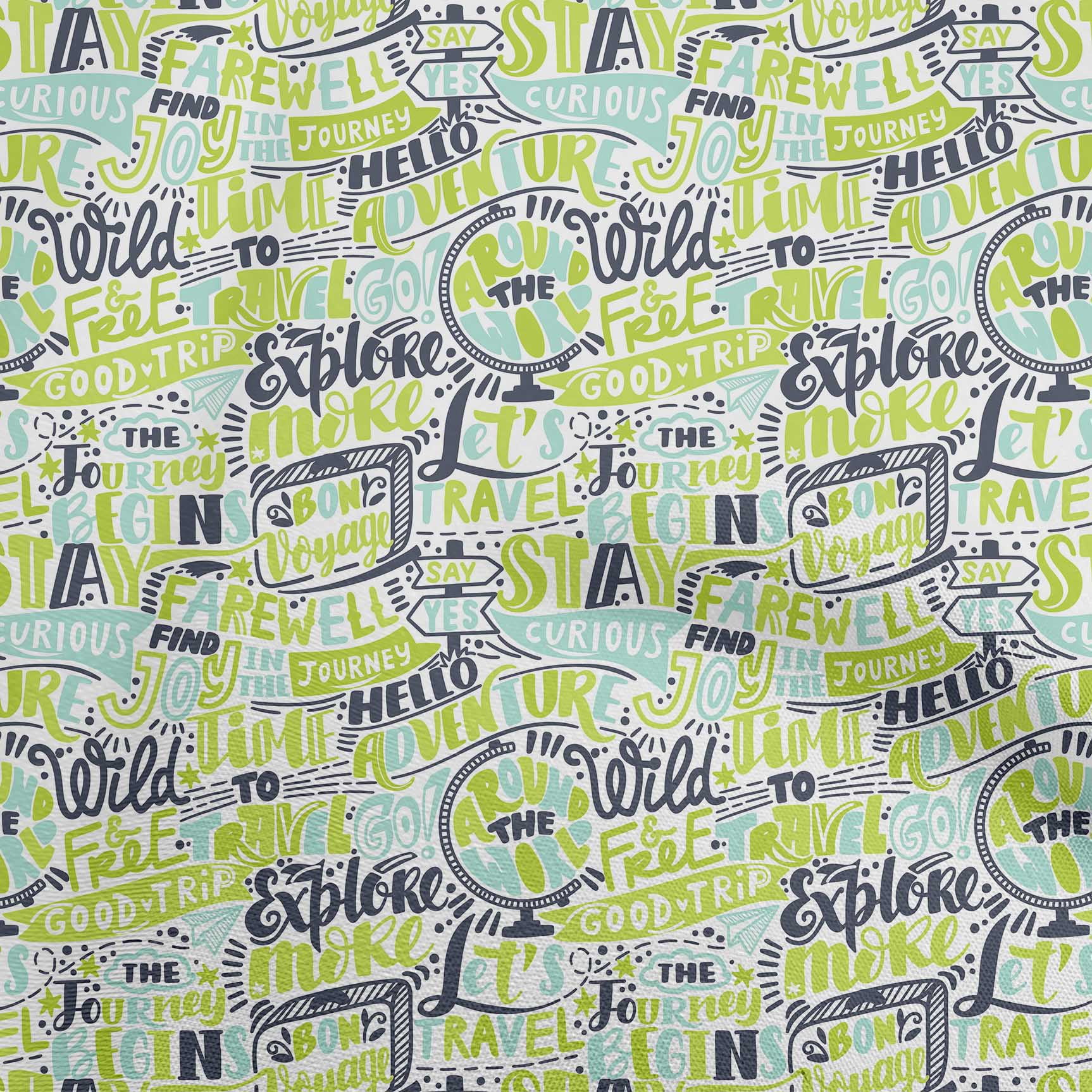 oneOone Polyester Spandex Green Fabric Writing Text Fabric For Sewing ...