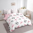 Feelyou Pink Princess Bow Twin Bedding for Girls, Cartoon Football ...