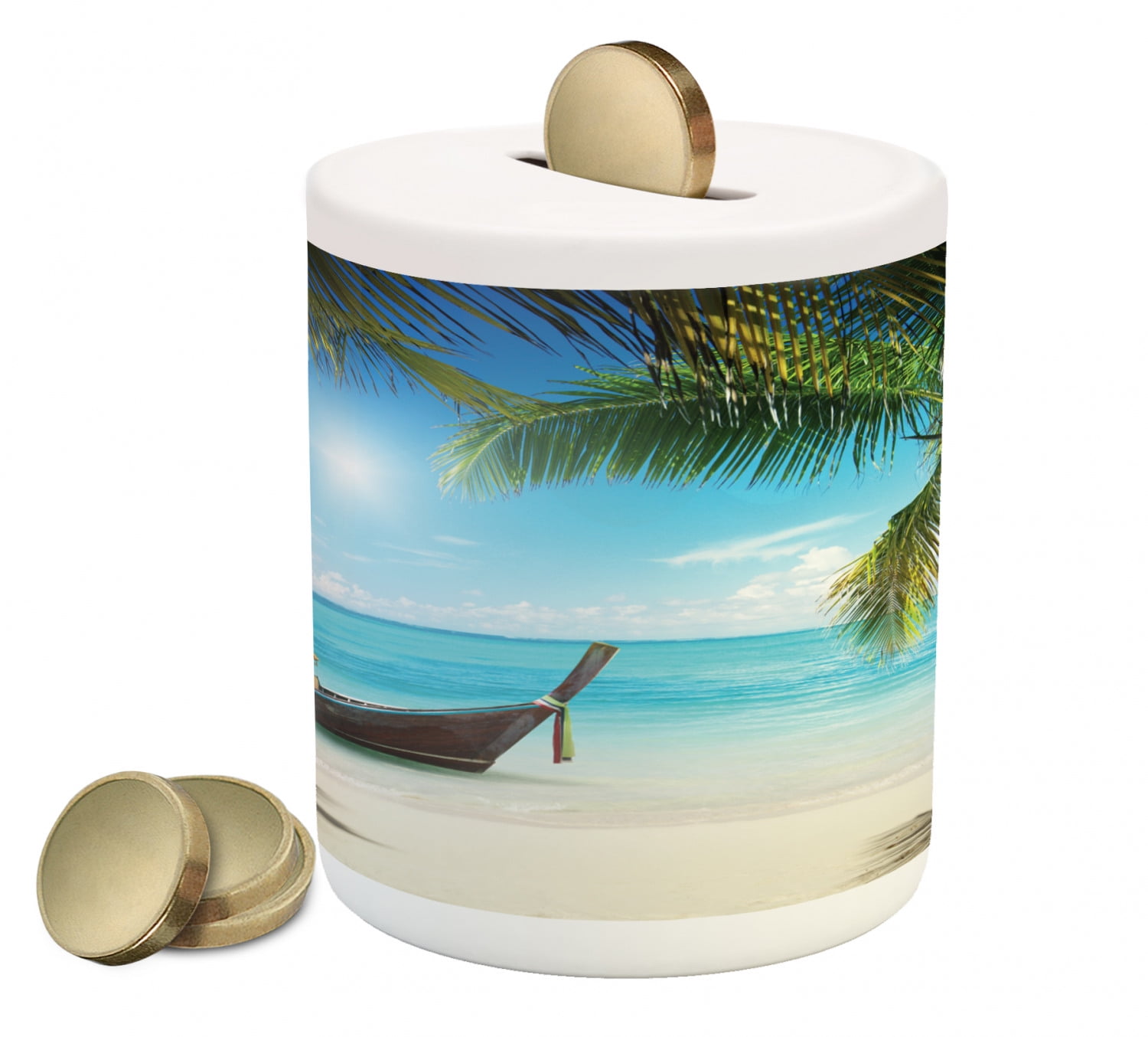 Nautical Piggy Bank, Small Boat in the Atlantic Ocean Dominican Sunny ...