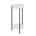 Pemberly Row 2-Tier Modern Tall Round Side End Table with Sturdy Marble ...