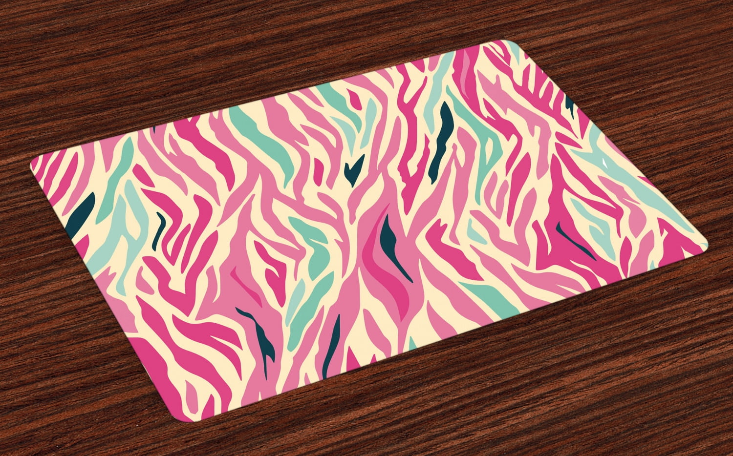 Ambesonne Pink Zebra Place Mats Set of 4, Funky Pastel Stripes ...
