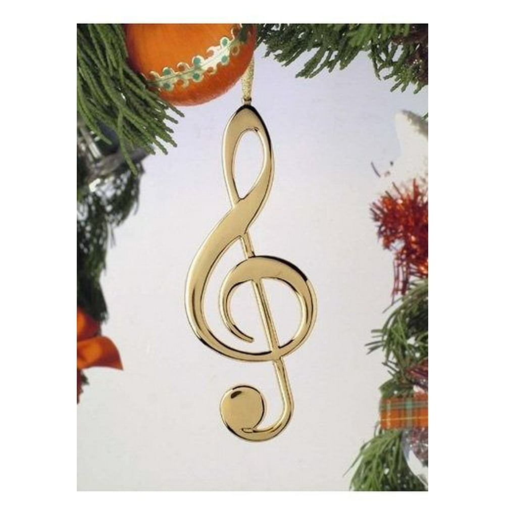 Gold-Color TREBLE CLEF Christmas Ornament, 5" Tall, by Broadway Gifts ...