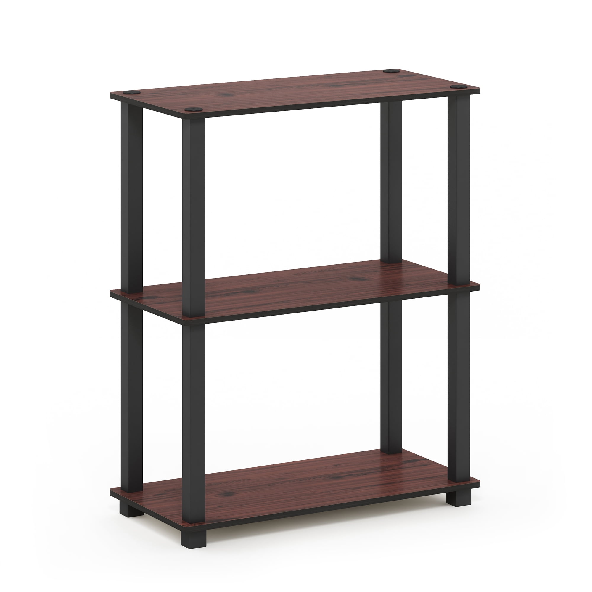 Furinno Turn-S-Tube 3-Tier Square Tube Display Shelf, Dark Cherry and ...