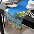 Beach Blue Table Runner 90 Inches Long - Starfish Palm Tree Shell Sandy ...