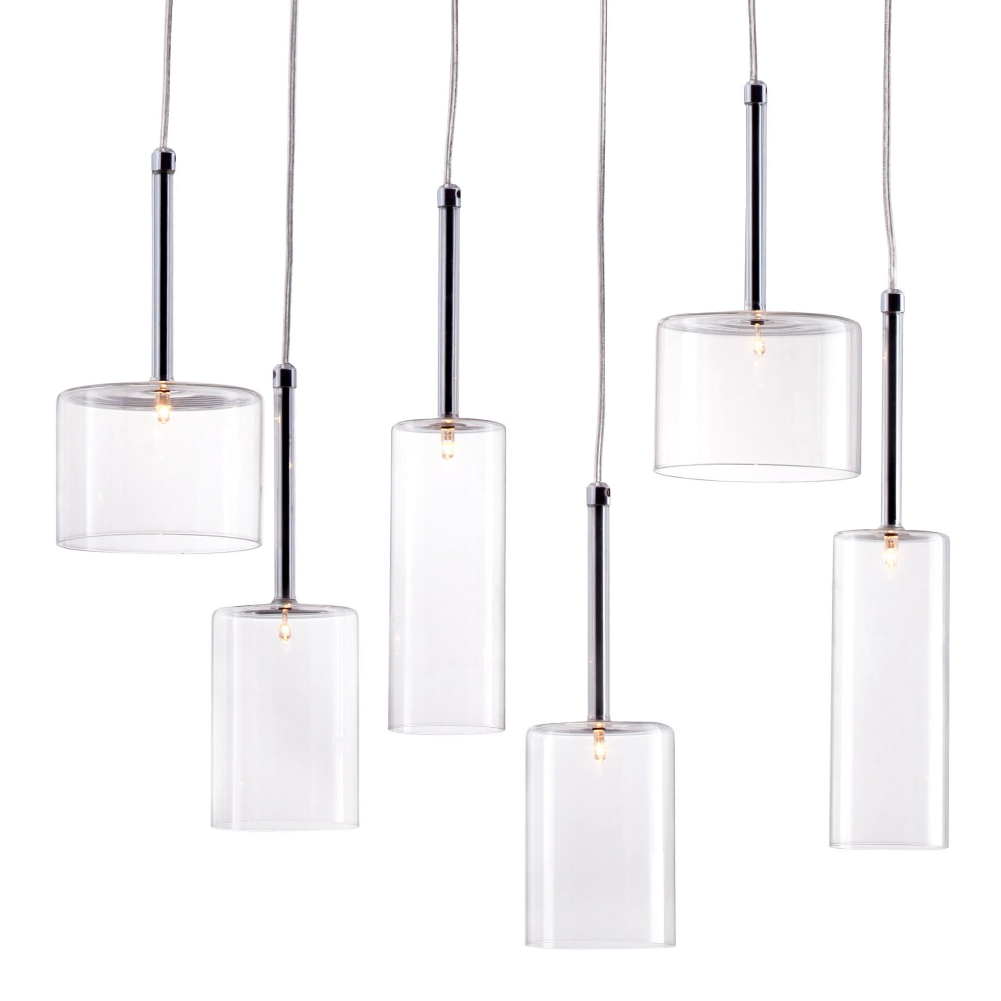 Pendant Ceiling Light Fixture, Glass, Steel Metal, Clear, Living ...