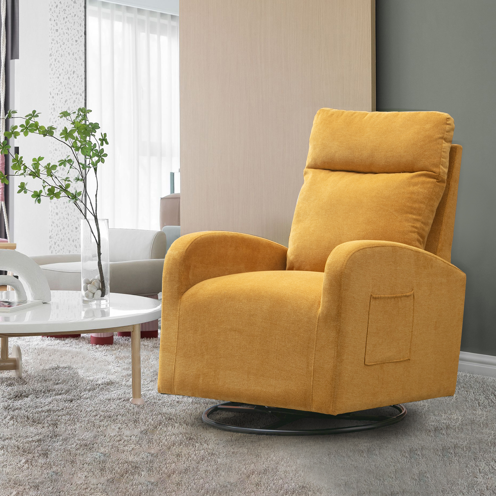 Muumblus Swivel Glider for Nursery, Comfy Swivel Rocking Glider Chair ...