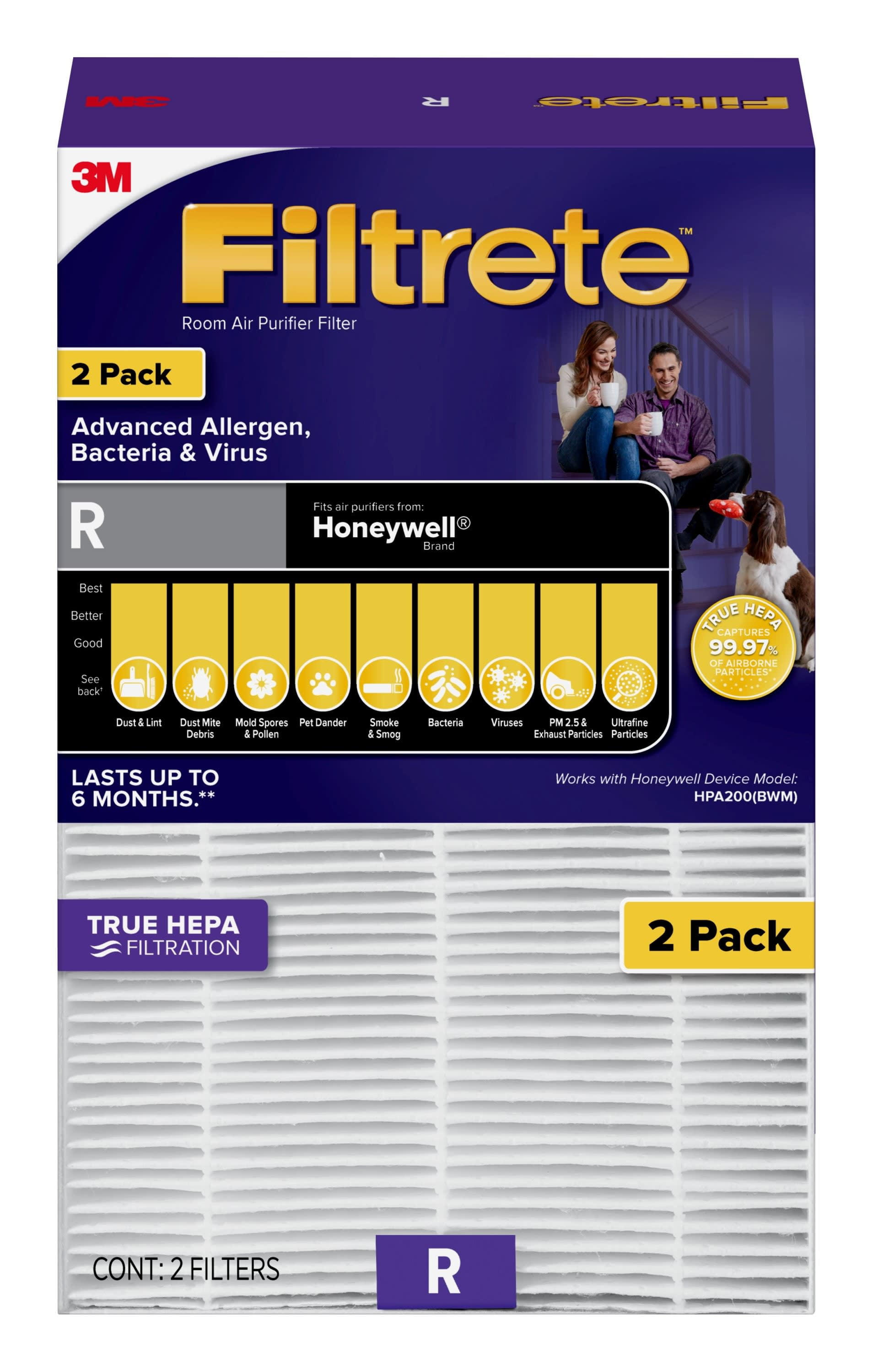 Filtrete by 3M Allergen, Bacteria & Virus True HEPA Air Purifier Filter ...