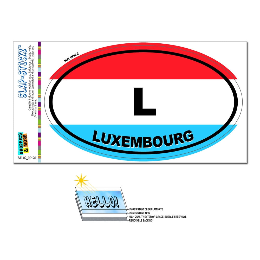 Luxembourg Country Flag - L Euro Oval SLAP-STICKZ(TM) Premium Sticker ...