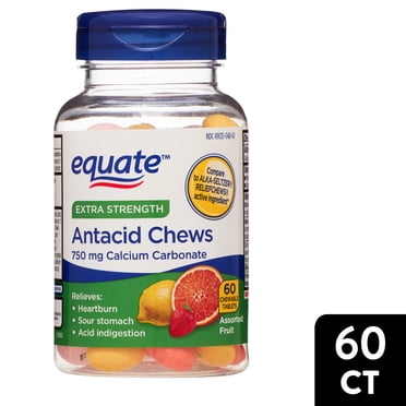 Equate Ultra Strength Antacid Tropical Fruit Chewable Tablets, 1000 mg ...