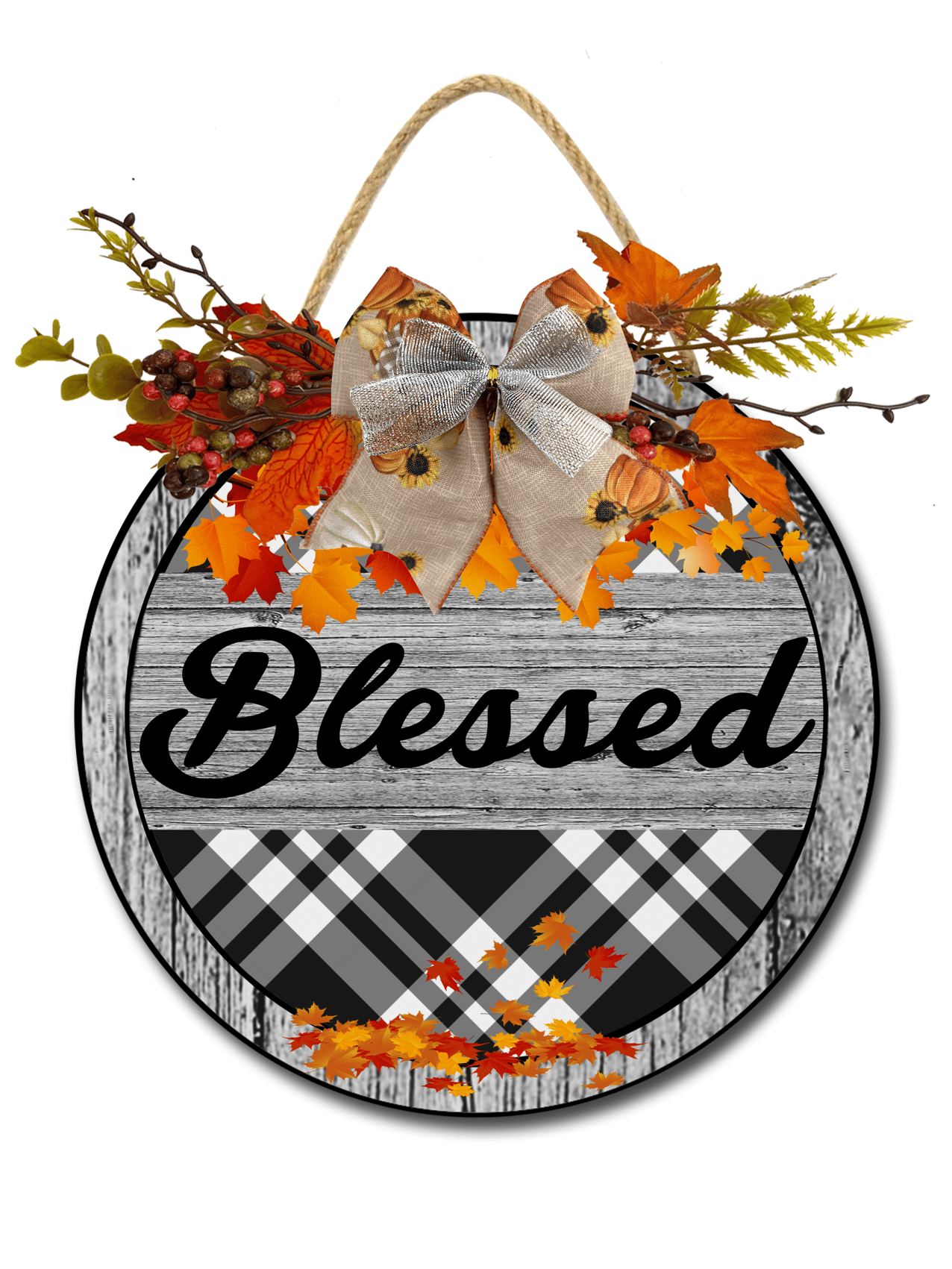Front Door Porch Decorations Blessed Door Hanging Sign 11 inch Wooden ...