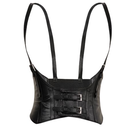 Trayknick Underbust Corset Vest Ultra Wide Faux Leather Double Buckle ...
