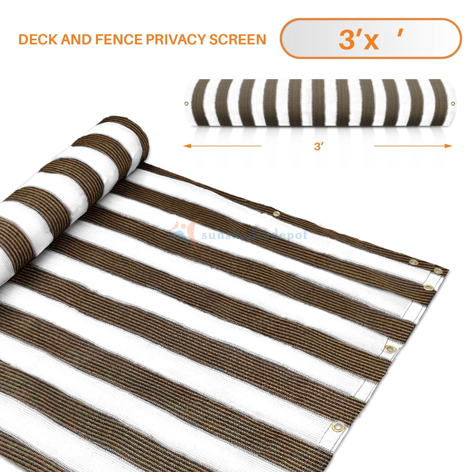 3' x 2' Brown with White Stripes Residential Commercial Privacy Deck ...