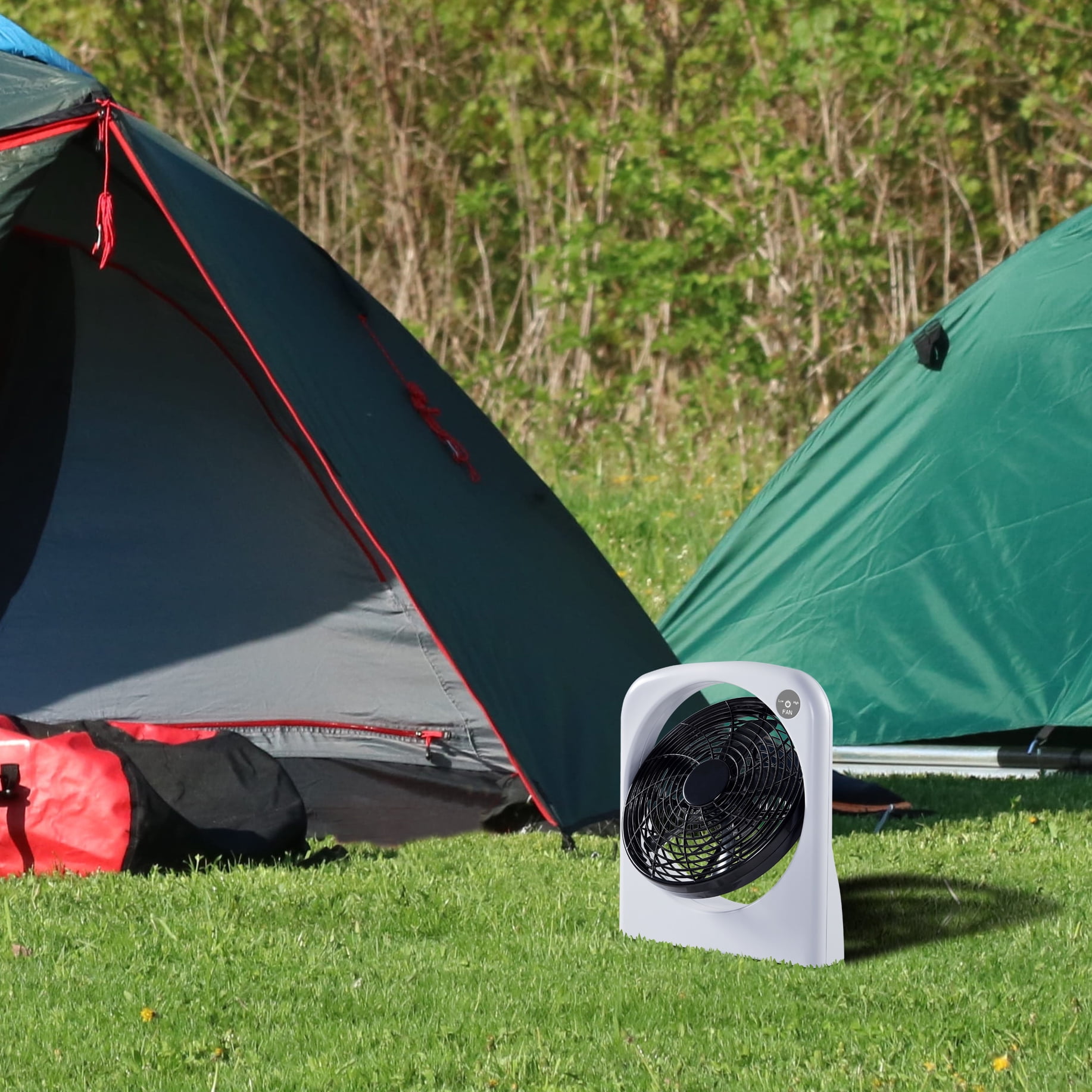 Mainstays 10'' 130 Degree Pivoting Grill Plastic Portable Box Fan ...