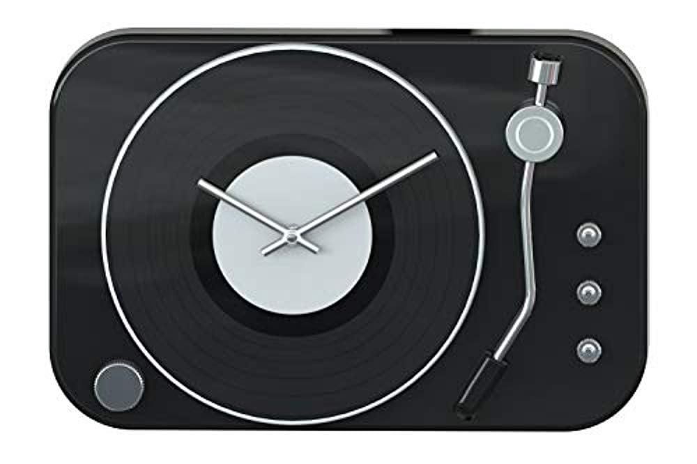 Jumbl Vintage Retro Metal Record Player Wall Clock - Black - Walmart.com