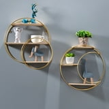 LASIEYO Round Wall Shelf, Wall-Mounted Circular Shelf, Wood & Metal ...