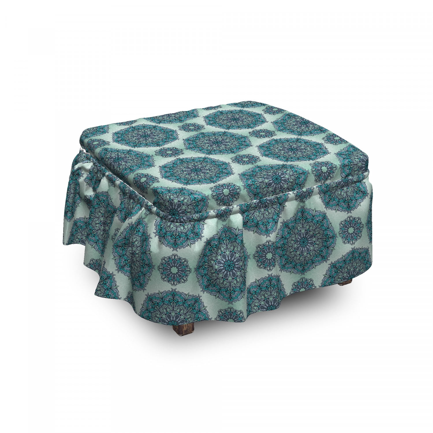 Ethnic Ottoman Cover, Jumble Medallion, 2 Piece Slipcover Set with ...