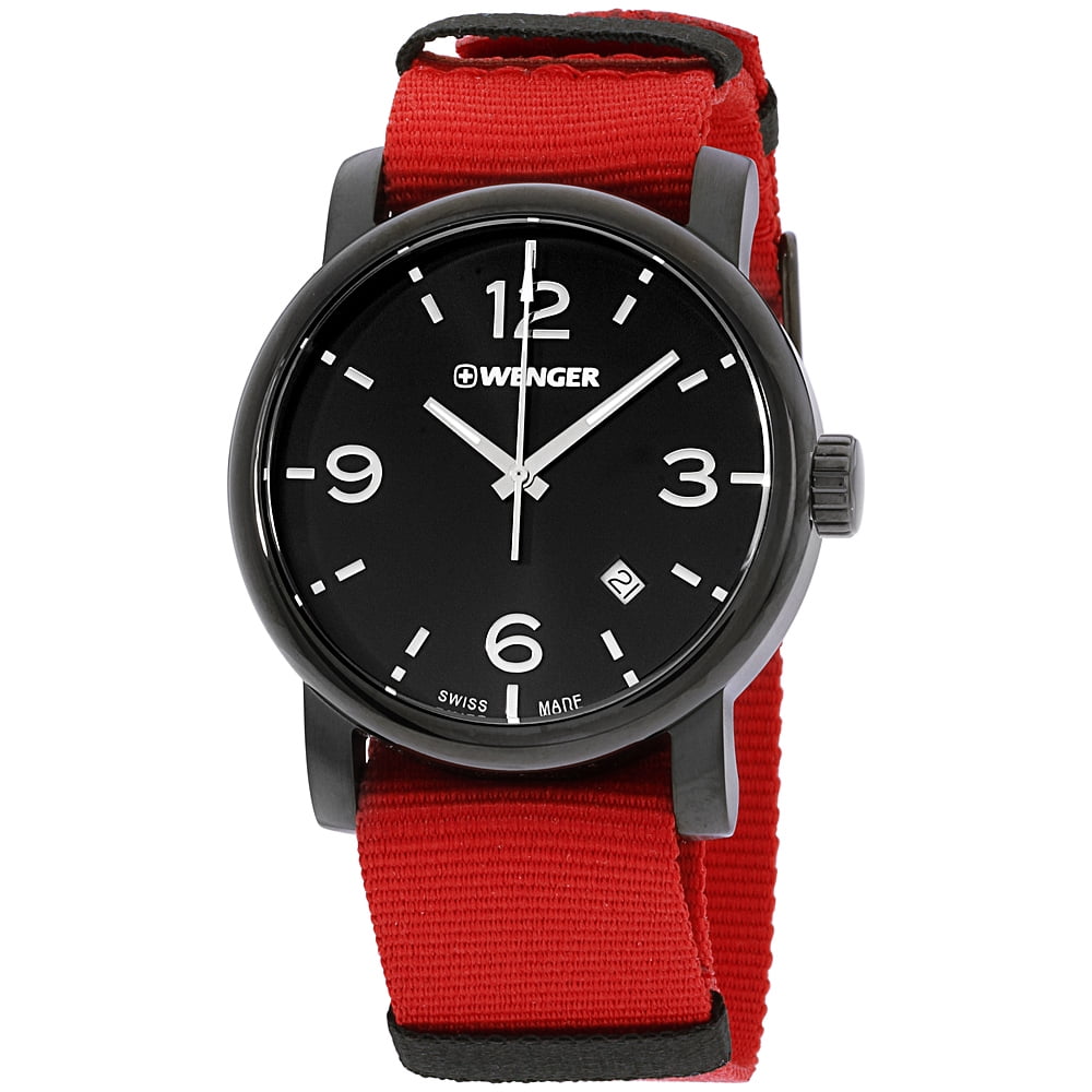 Wenger Men's 01.1041.132 Urban Metropolitan Black Dial Red Nylon Strap ...