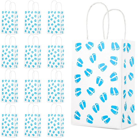 12 Pieces Baby Print Paper Bags Baby Footprint Shopping Bags Baby ...