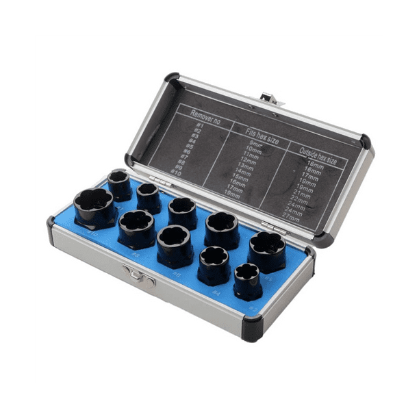 Winyuyby 10-Piece Nut Removal Nut Damage Bolt Extractor Hexagon Nut ...