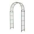 DecMode 91" Indoor Outdoor Arched Black Metal Garden Arbor with Lattice ...