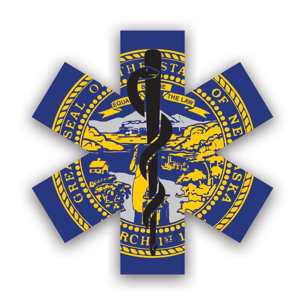 Nebraska Star of Life Flag Sticker Decal - Self Adhesive Vinyl ...