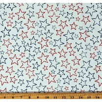 Cotton Stars and Stripes Patriotic Words on Navy 4th of July American ...