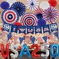 4th of July Party Supplies Set, Red White Blue Paper Fans,USA Flag ...