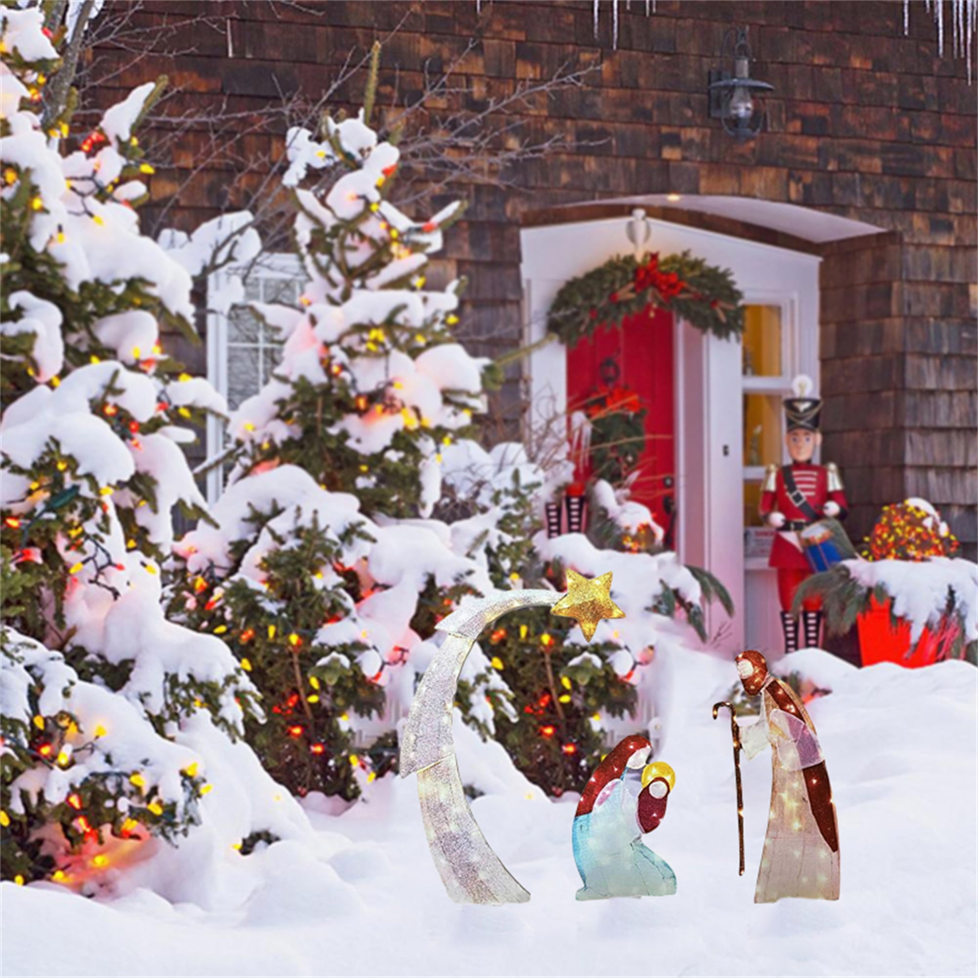 Lighted Outdoor Nativity Scene, Christmas Holy Family Yard Decoration ...