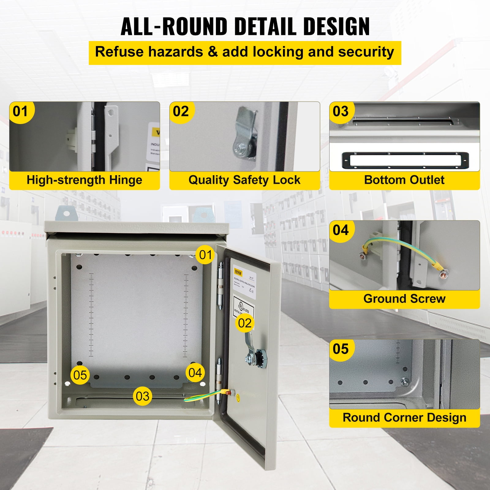 Junction Box Outdoor Electrical Box 12x8x16'' Steel Electrical NEMA 4X ...