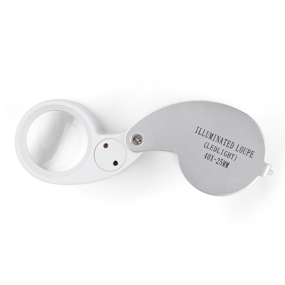 Illuminated Jeweler Loupe 40X 25 mm Glass Lens Eye Magnifier Magnifying ...