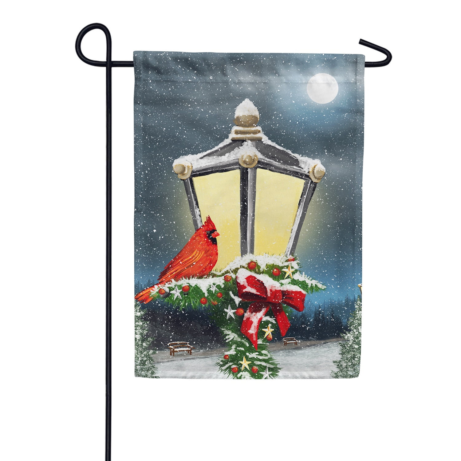 America Forever Winter Red Cardinal Garden Flag - Lamp Post Christmas ...