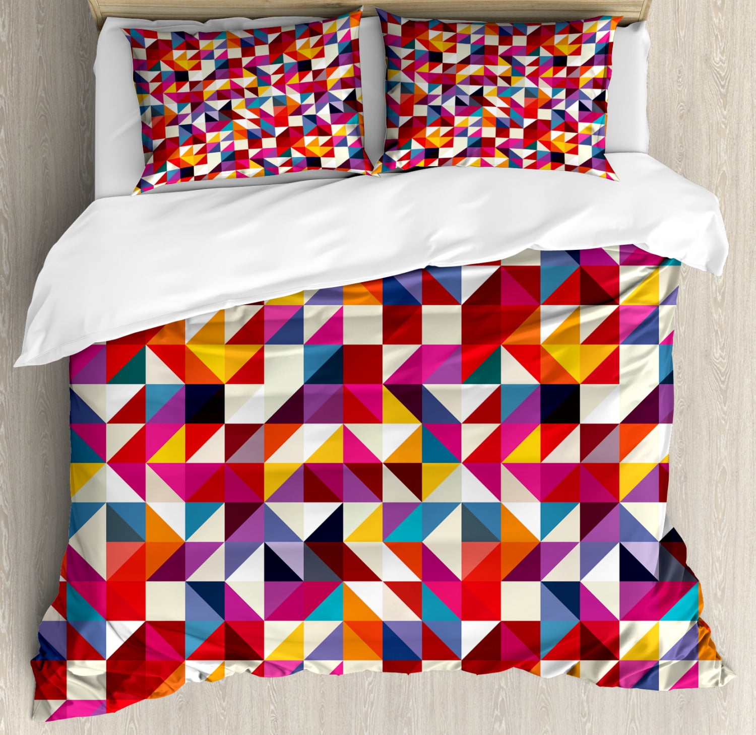 Geometric Queen Size Duvet Cover Set, Bauhaus Style Geometric Pattern ...