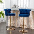 Modern Upholstered Kitchen Stool with Ring Pull Trim and Golden Base ...