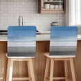 Blue Gray Chair Back Covers, Vintage Farmhouse Gradient Wooden Grain ...