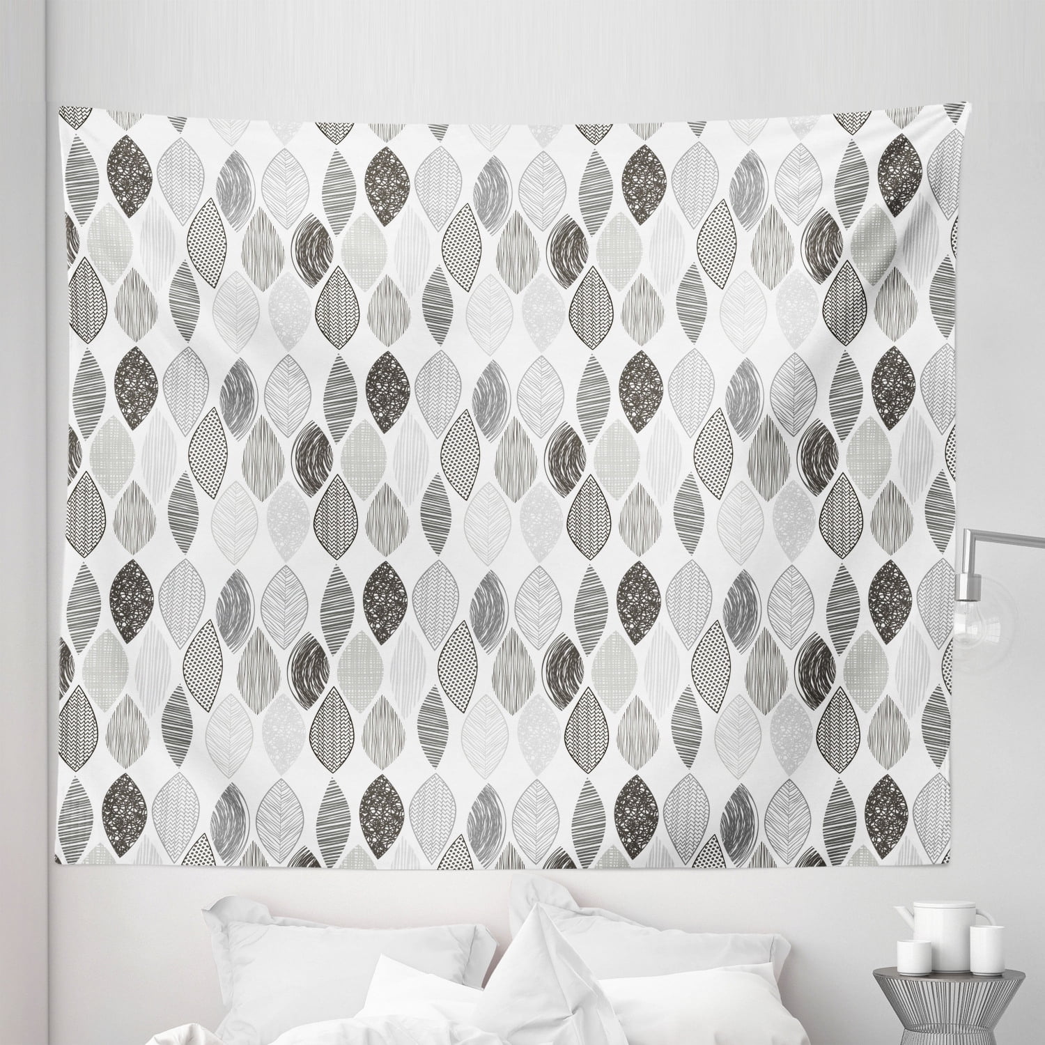 Leaf Tapestry, Woodland Forest Pattern with Abstract Leaves Sketch Art ...